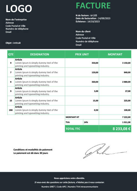 Facture Word : Modèles téléchargeables gratuitement | Simplifiez votre ...