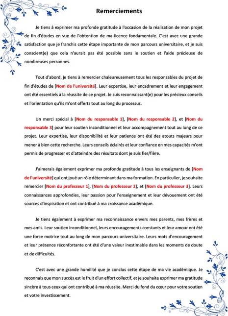 Modèles de remerciements: 20+ Exemples gratuits pour votre rapport de ...