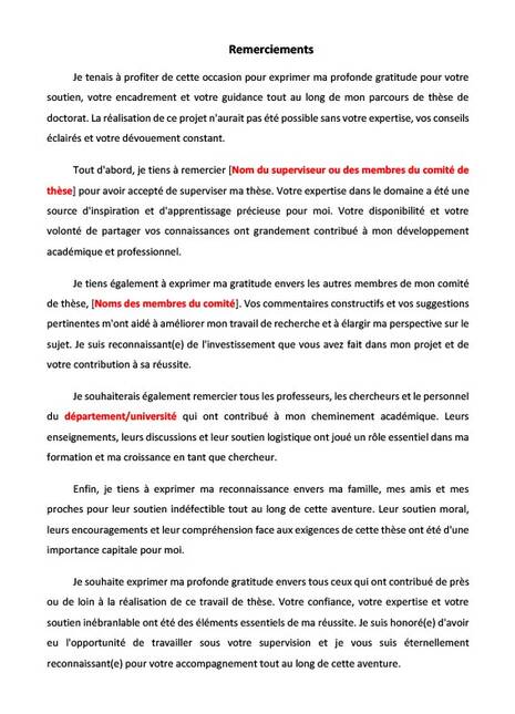 Modèles de remerciements: 20+ Exemples gratuits pour votre rapport de ...